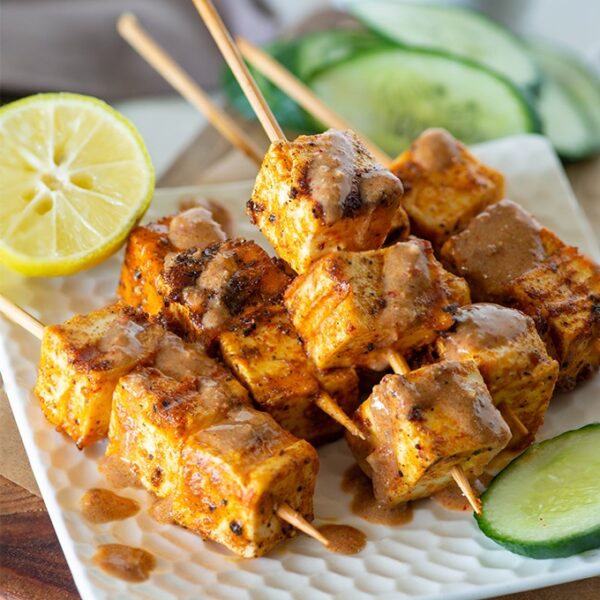 Vegetarian Paneer Satay (Video Recipe) - My Tasty Curry