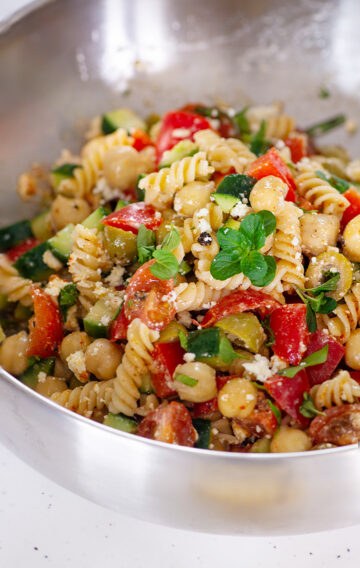 Mediterranean Pasta Chickpea Salad - My Tasty Curry
